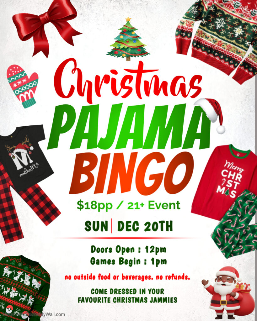 Christmas PJ’s BINGO * December 20th * Door Opens @ 12pm – Dove Valley ...